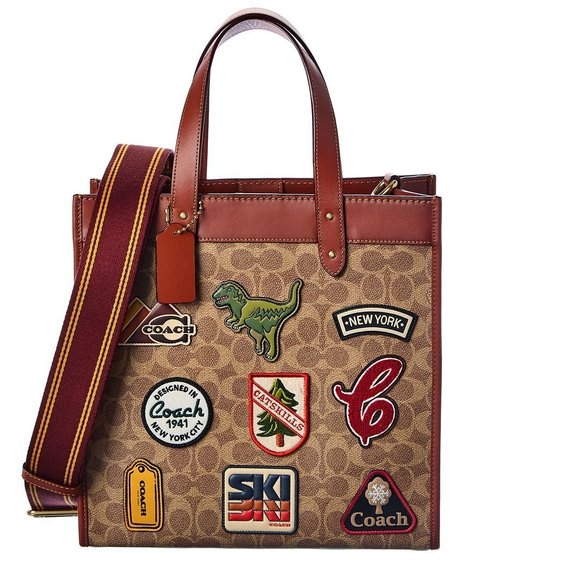 Coach | Bags | Coach Patches Field Signature Coated Canvas Leather Tote ...